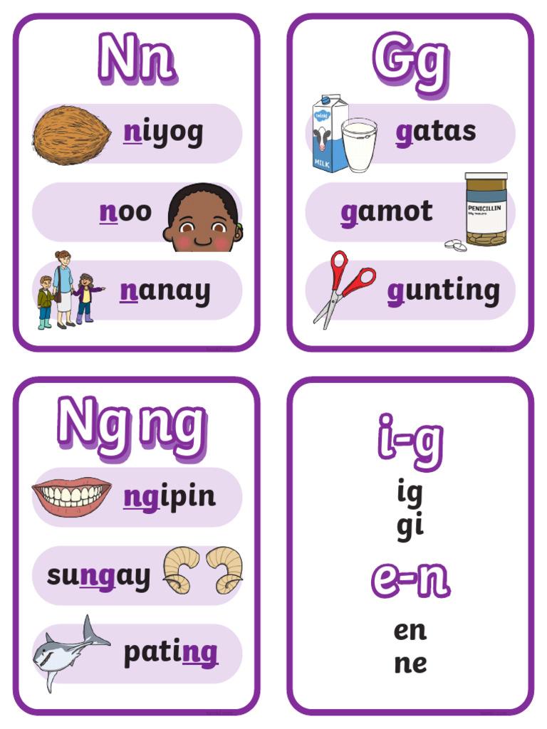 T 1678800107 Marungko Approach Flash Cards N G NG - Ver - 1 | PDF
