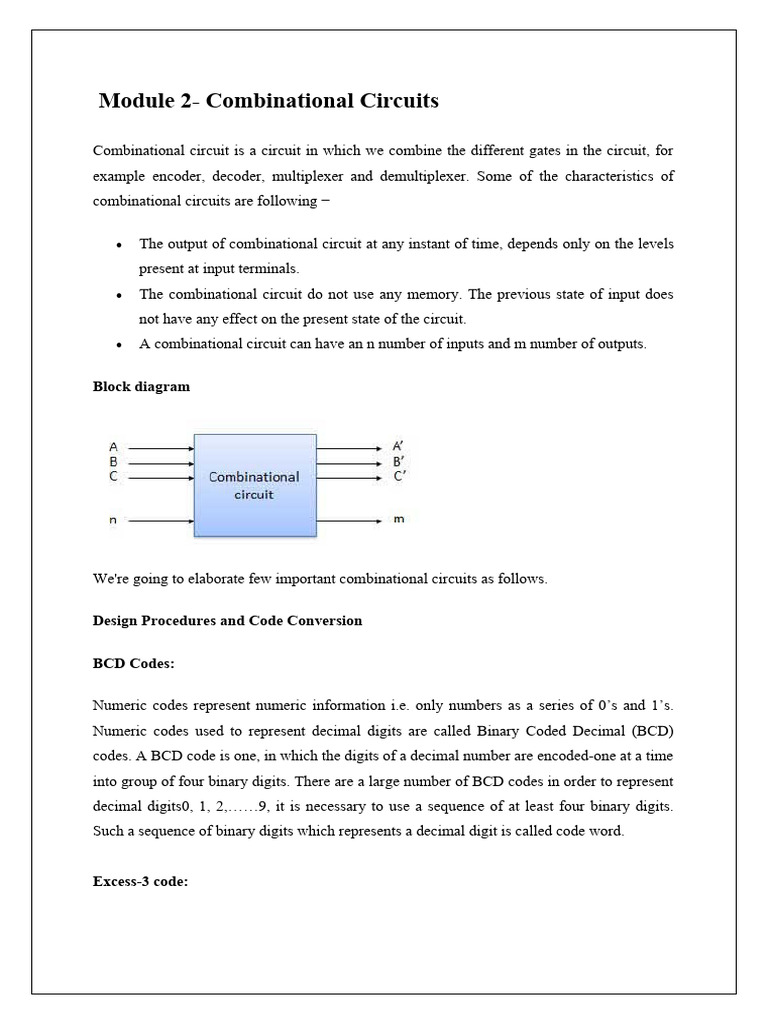 Module 2 Combinational Circuits 1 Pdf