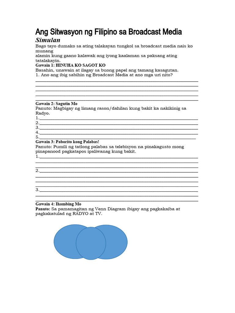 Ang Sitwasyon NG Filipino Sa Broadcast Media | PDF