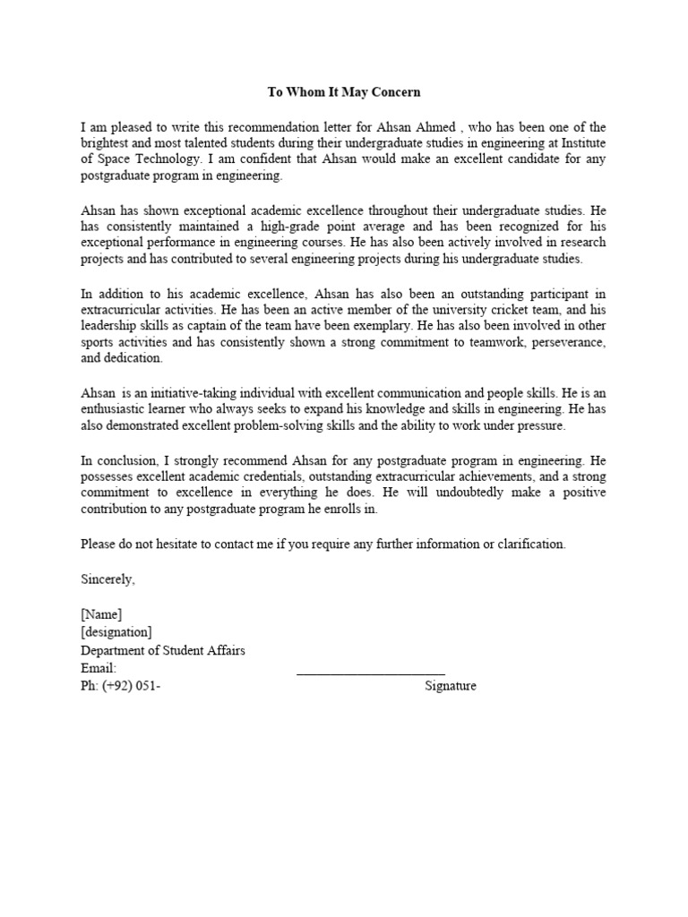 DSA Recommendation Letter | PDF