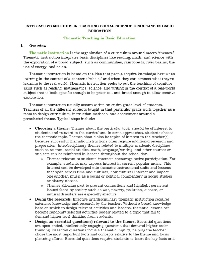 Integrative Methods in Teaching Social Science Discipline in Basic ... Integrative Methods in Teaching Social Science Discipline in Basic ...