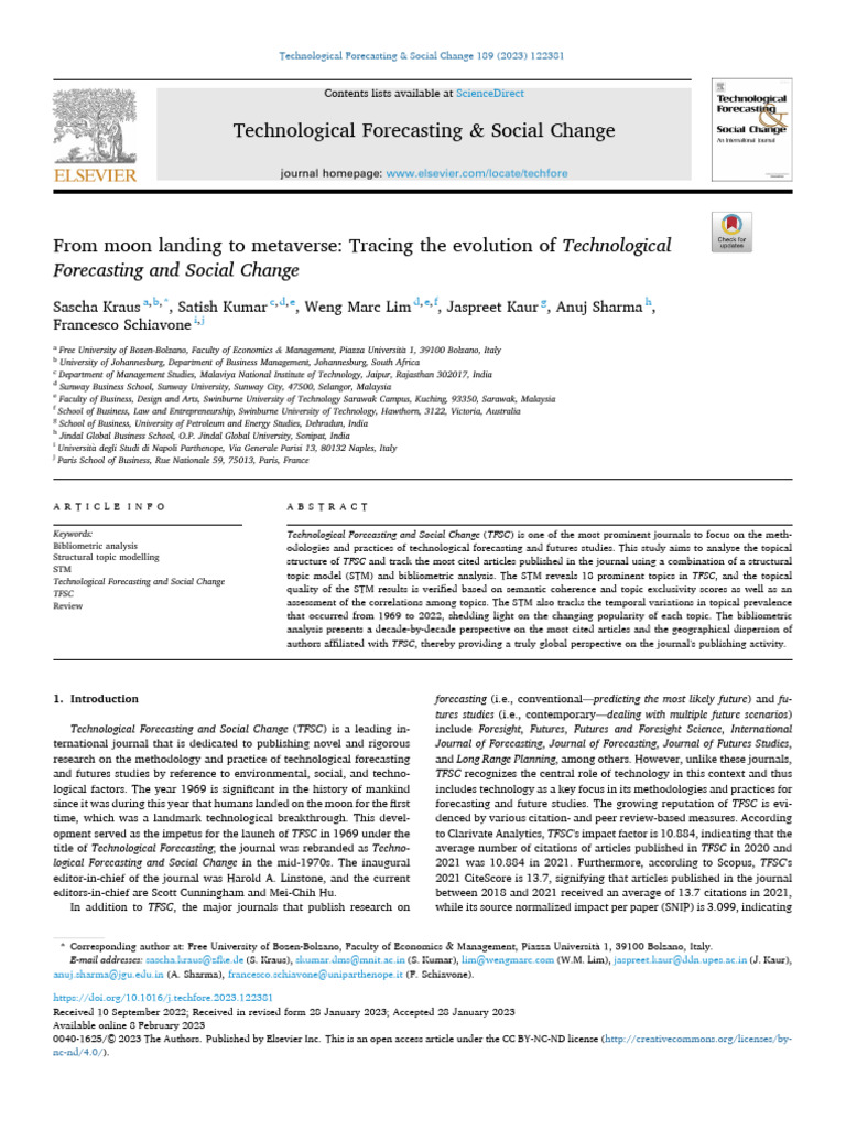 From Moon Landing To Metaverse - Tracing The Evolution of Technological Forecasting and Social ...