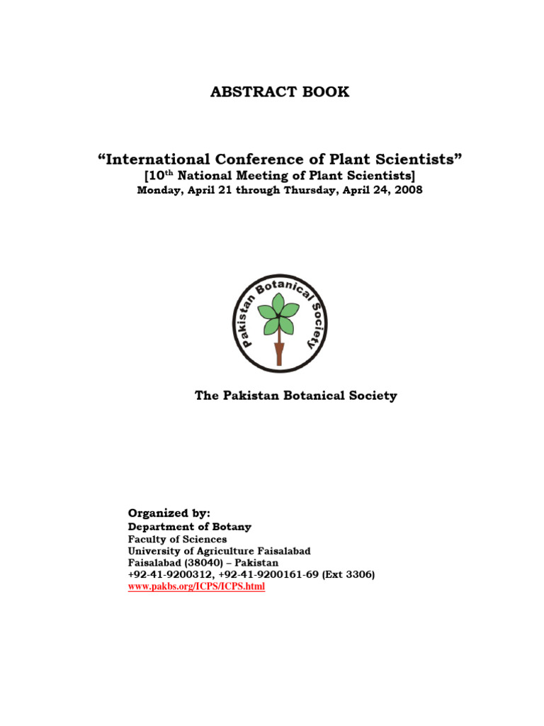 Abstract Book: (10 National Meeting of Plant Scientists) | PDF | Seedling | Hypoglycemia
