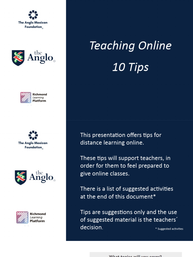Online Teaching Tips | PDF | Educational Technology | Learning