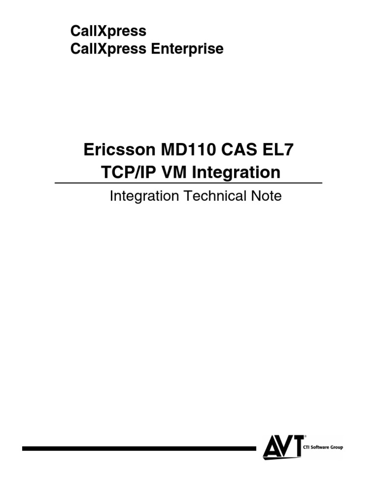 Ericsson Consono MD110 PBX CSA EL7 TCP-IP VM Integration | PDF ...