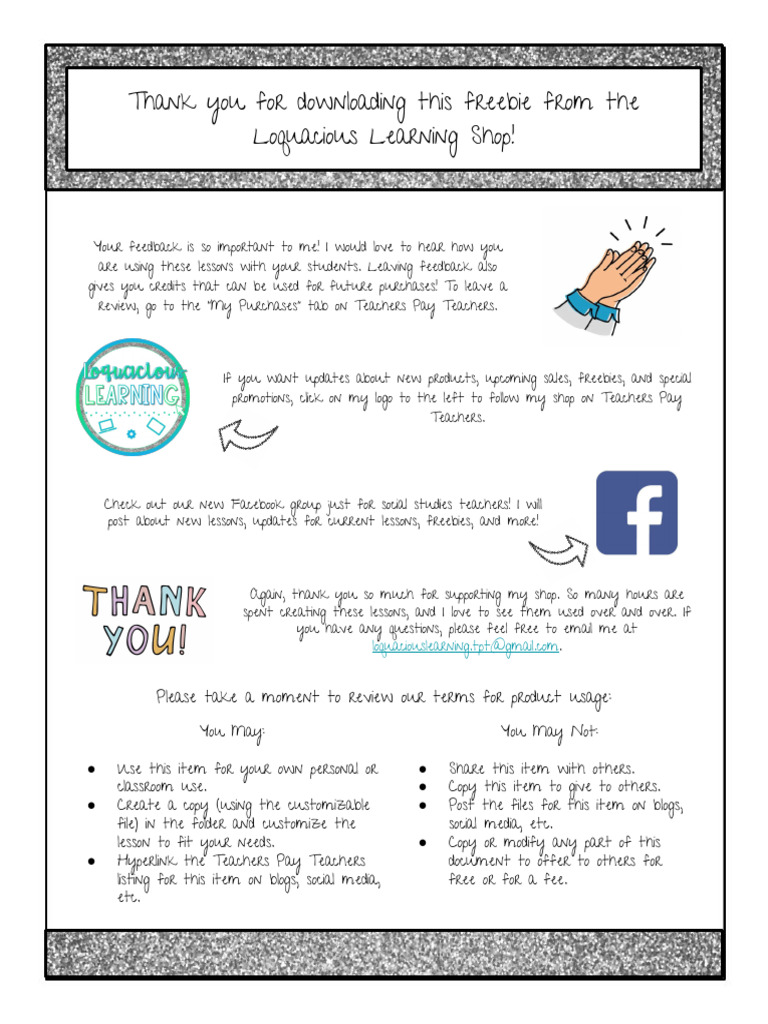 Thank You For Downloading This Freebie From The Loquacious Learning ...