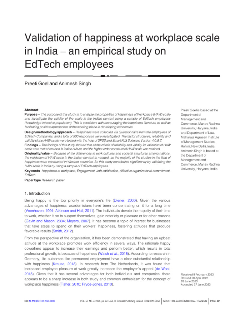EdTech Employee Happiness Scale | PDF | Factor Analysis | Job Satisfaction