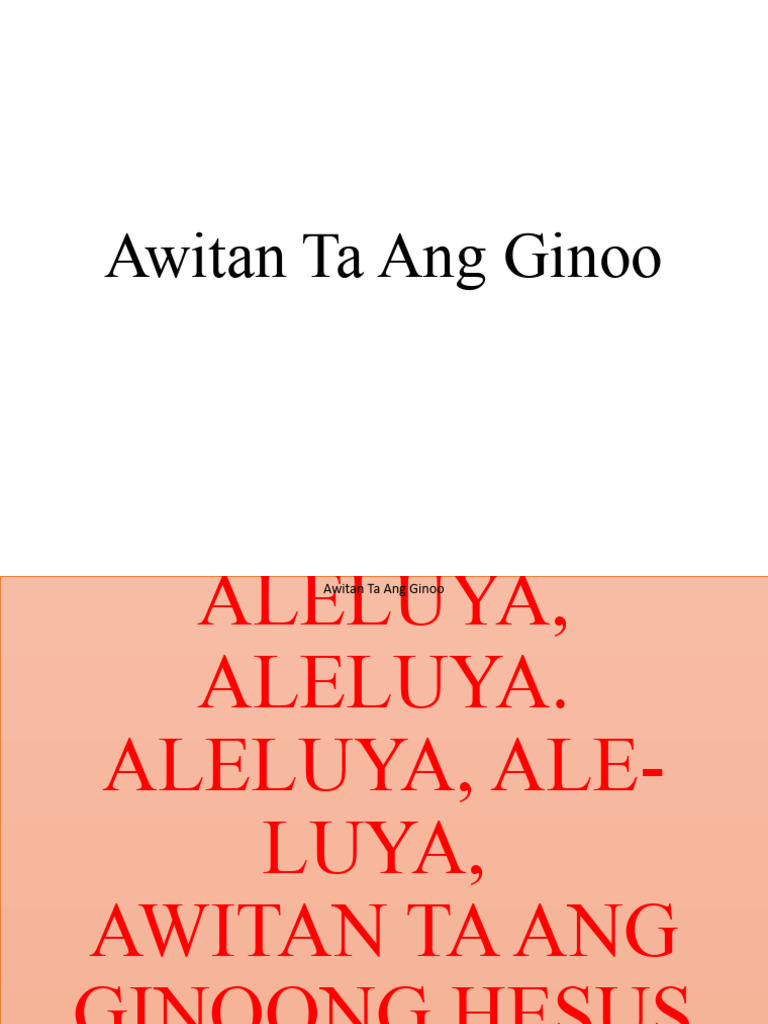 Awitan Ta Ang Ginoo | PDF