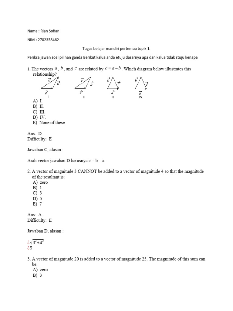 Topik 1-2 (Vektor) | PDF | Euclidean Vector | Angle