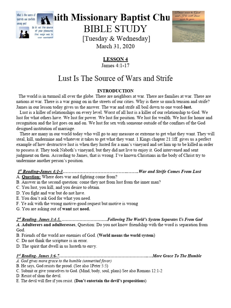Bible Study - Lesson 4 - Lust Is The Source of | PDF | Sin | Religious Belief And Doctrine
