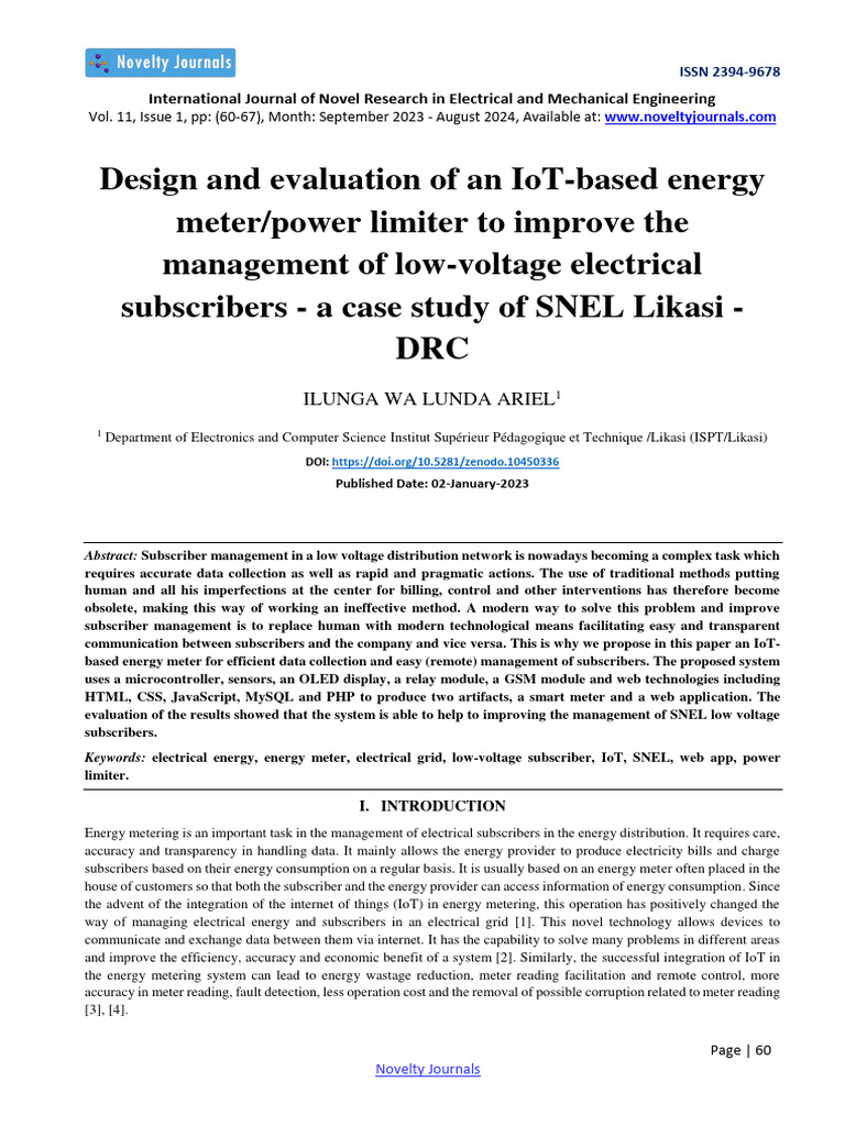 Design and Evaluation of An IoT-based Energy Meter/power Limiter To ...