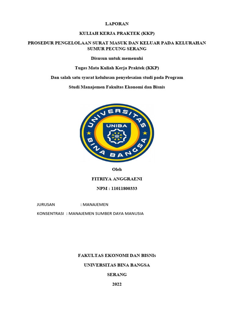 Laporan KKP - Fitriya - Bab1-3 | PDF