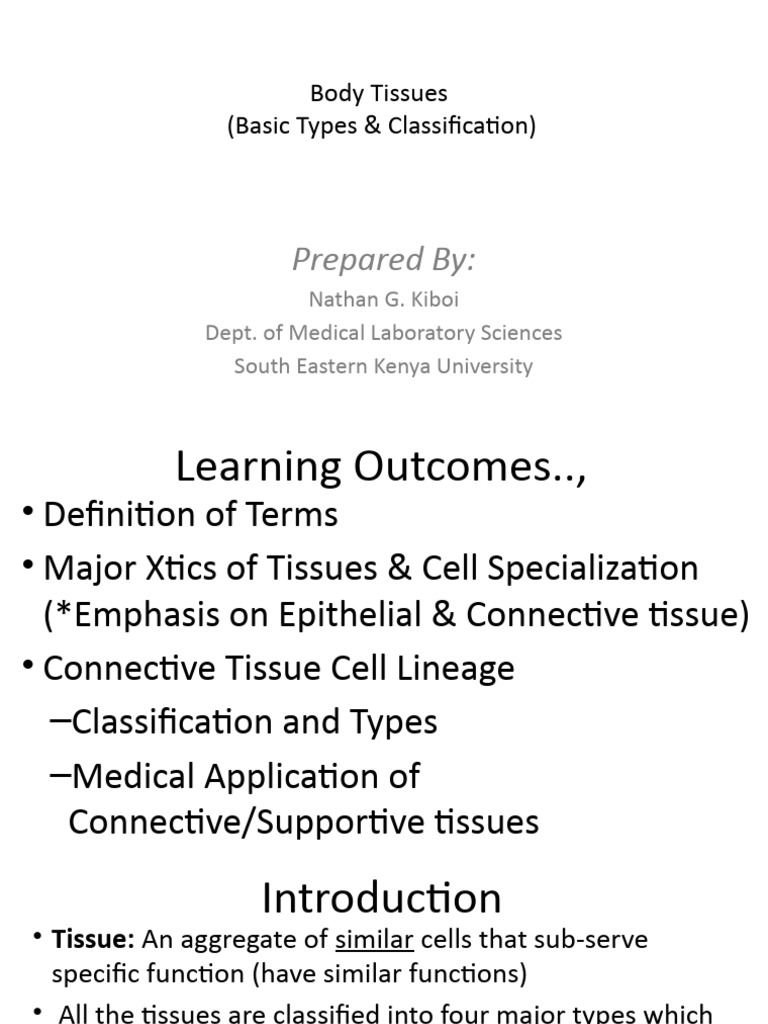 Lecture 3 - Body Tissues (Basic Types & Classification) | PDF ... Lecture 3 - Body Tissues (Basic Types & Classification) | PDF ...