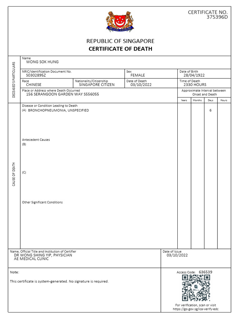 Death Certificate | PDF | Government And Personhood | Health Care