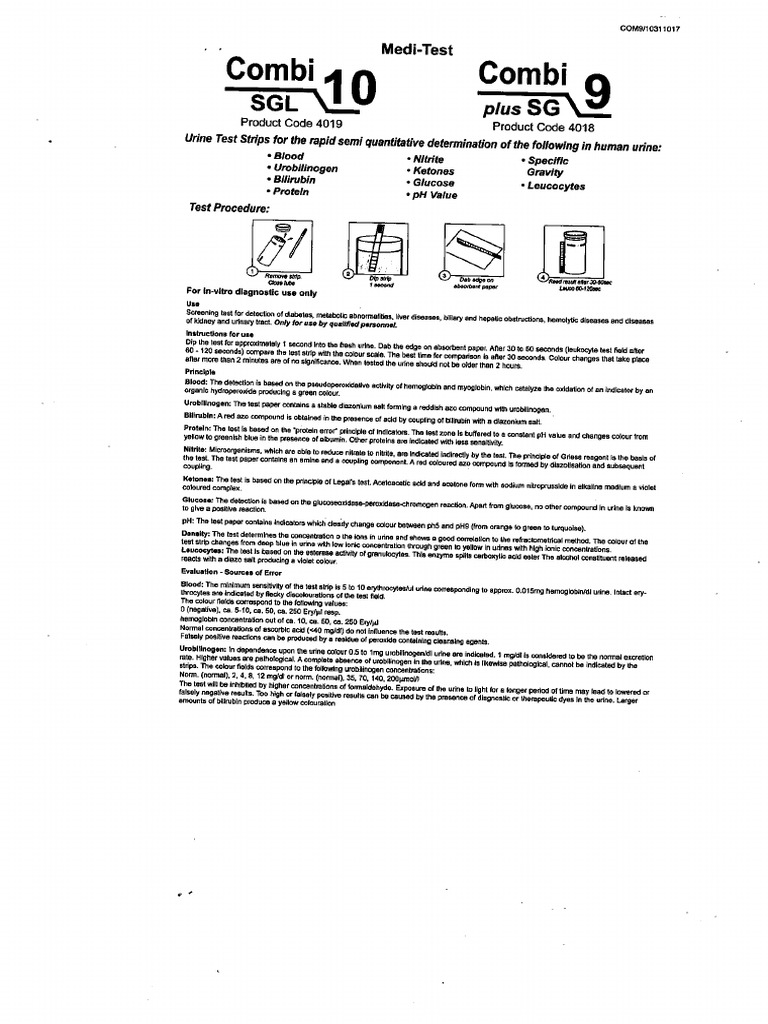 Urine Test Strip. Information | PDF