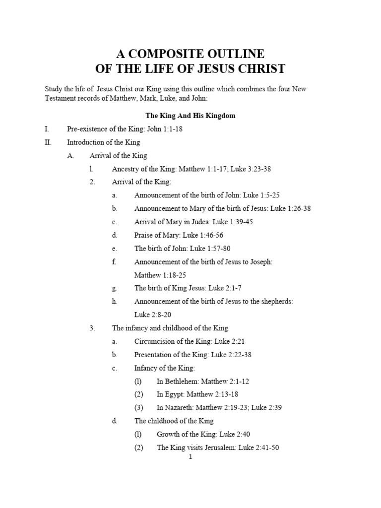 A Composite Outline of The Life of Jesus | Download Free PDF | Gospel ...