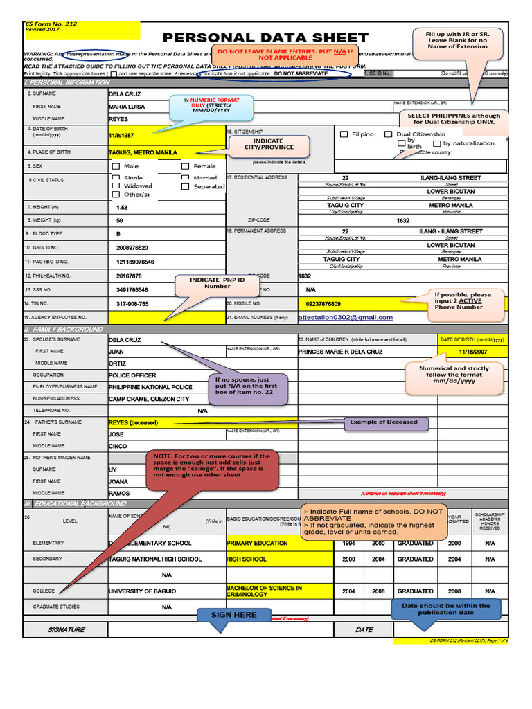 CSC PDS SAMPLE | PDF