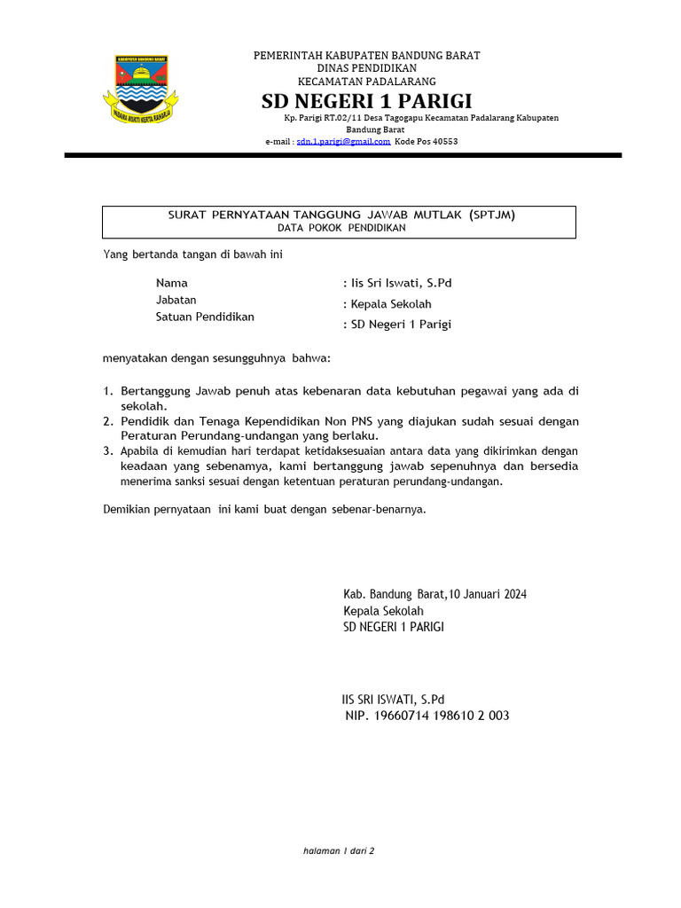 SPTJM PTK BARU KBB 2024 Desriana | PDF