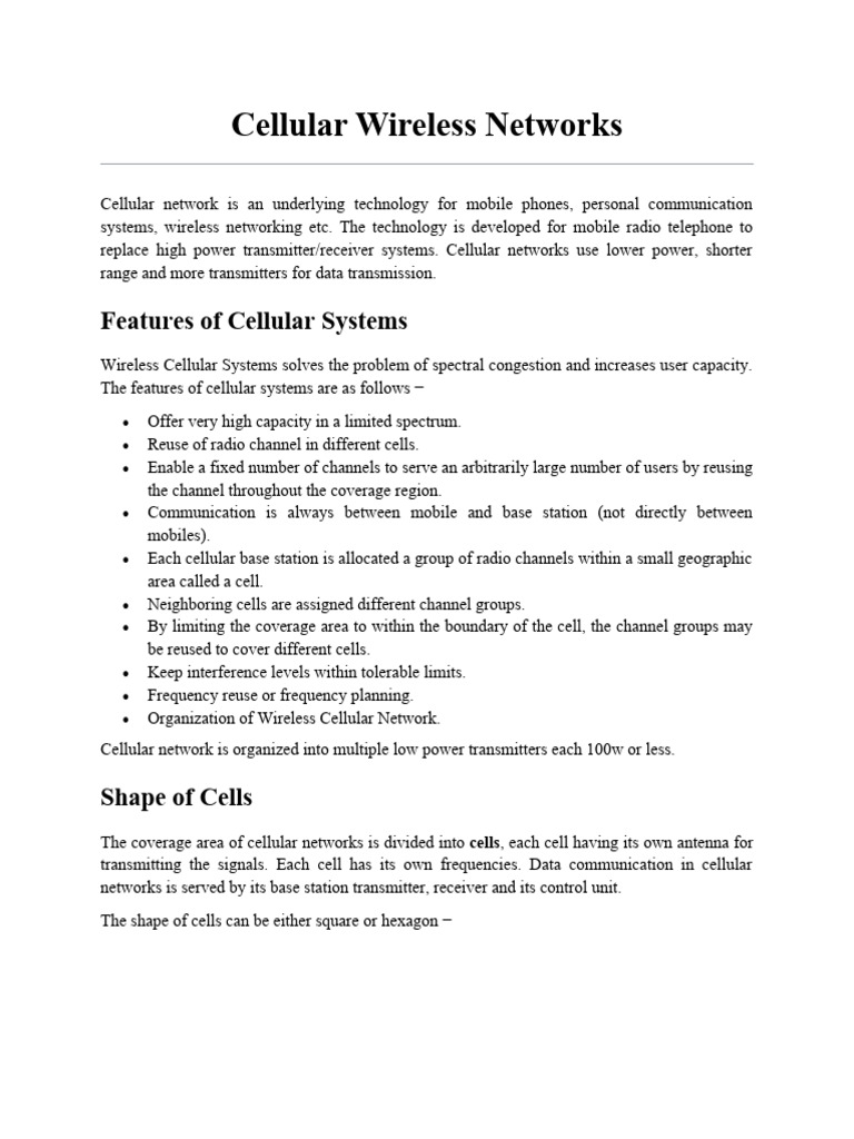 Cellular Networks | PDF