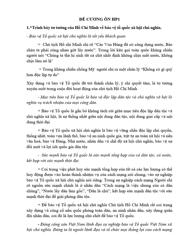 ĐỀ CƯƠNG ÔN HP1 | PDF