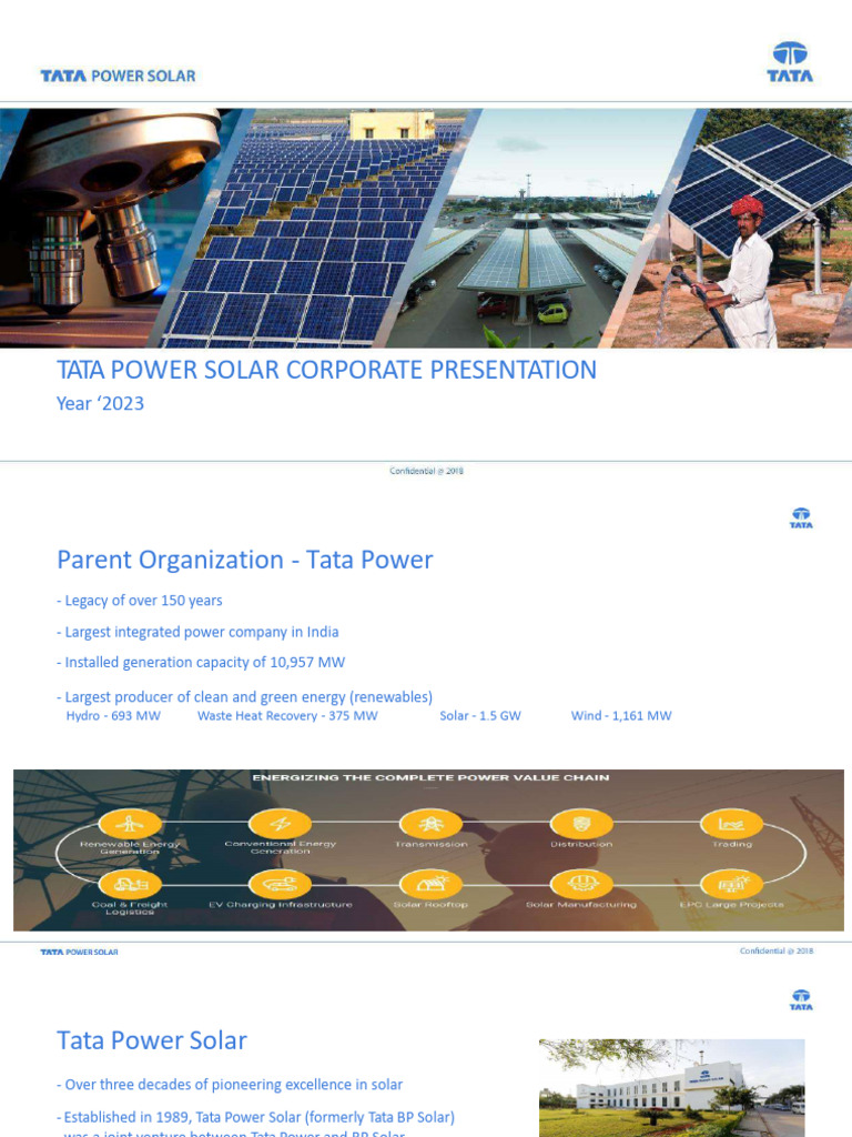 TATA POWER SOLAR CORPORATE PRESNETATION (1) - Compressed | PDF | Solar Power | Sustainable Energy