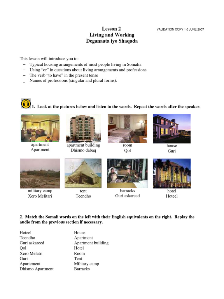 Somali Lesson 02 (1) | PDF