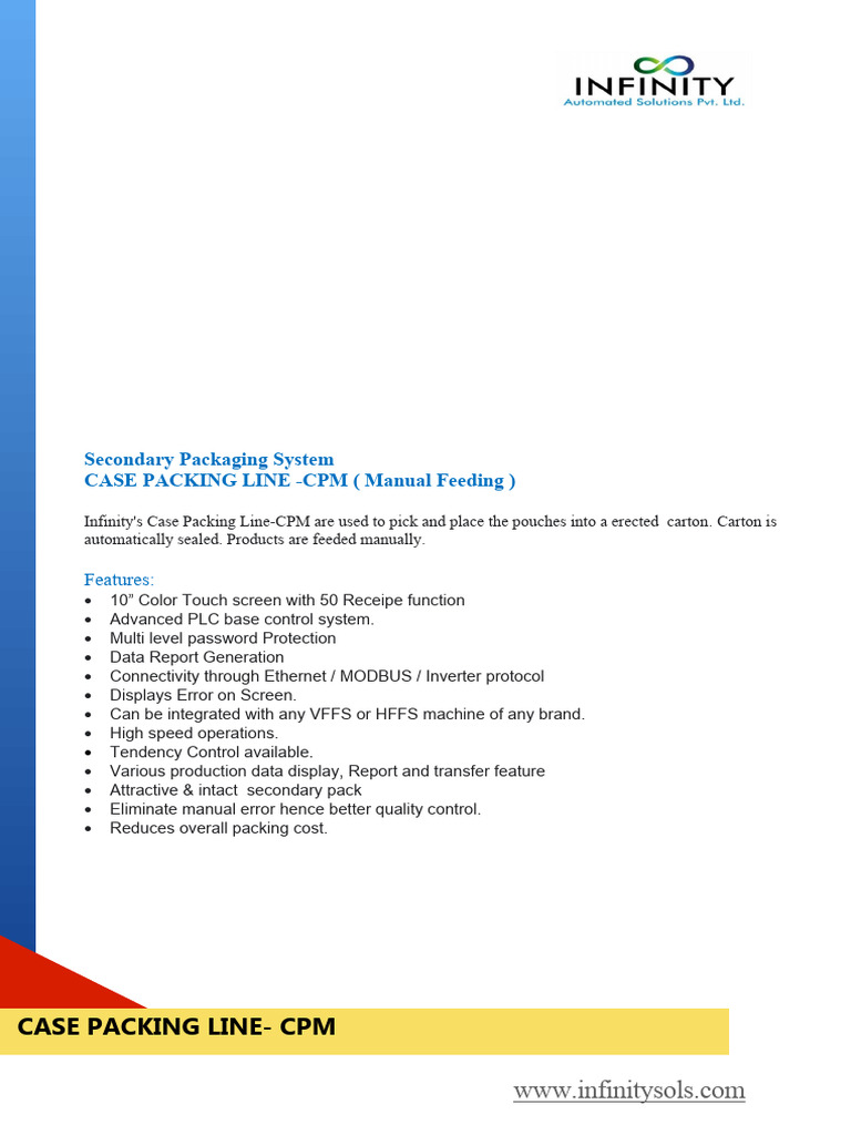 Brochure-Case Packing Line CPM - Manual Feeding | PDF | Manufactured ...