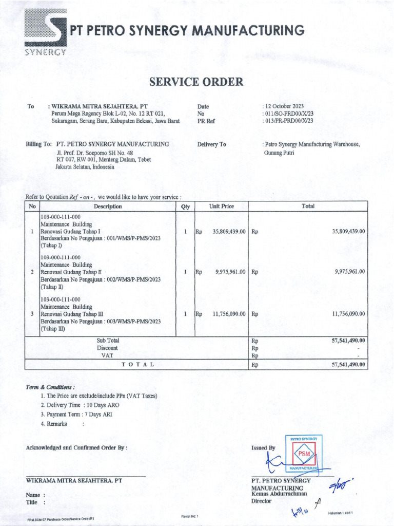 011-So-prd00-X-23 - Wikrama Mitra Sejahtera. PT - 12 Oct 2023 | PDF