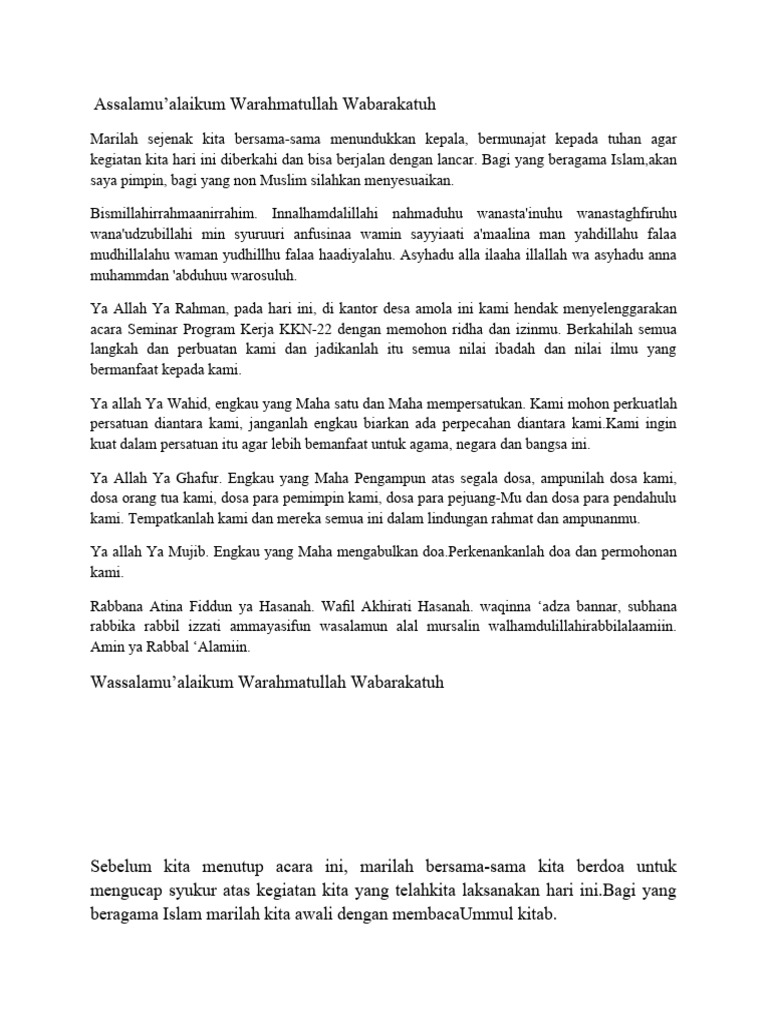 Pembacaan Doa | PDF