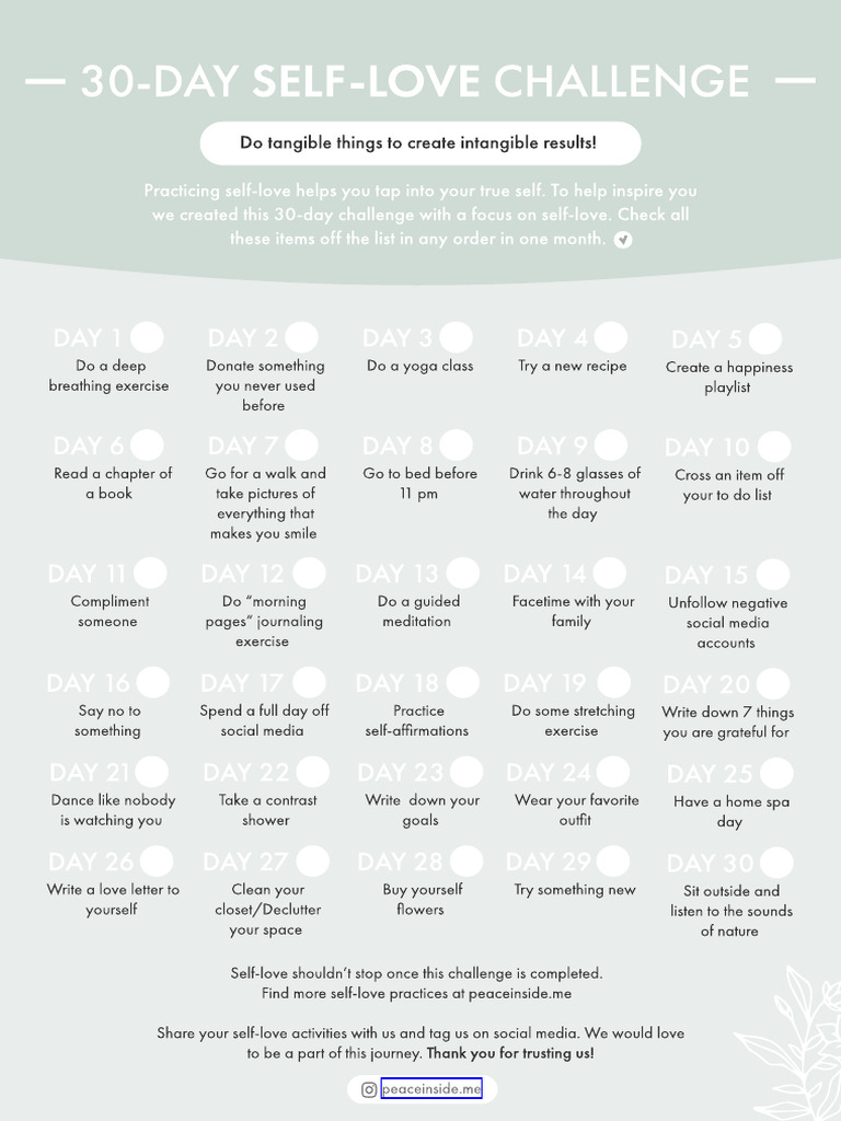30-Day Self-Love Challenge Guide | PDF | Yoga | Spirituality