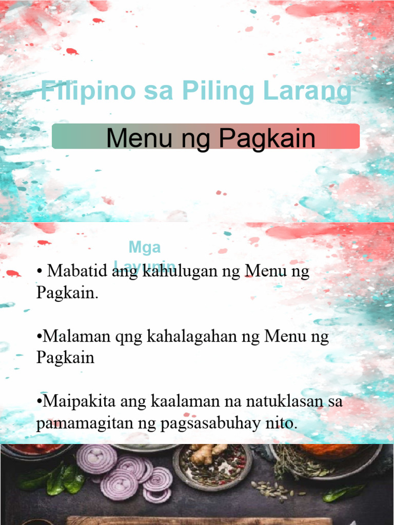 Menu NG Pagkain - FSPL | PDF