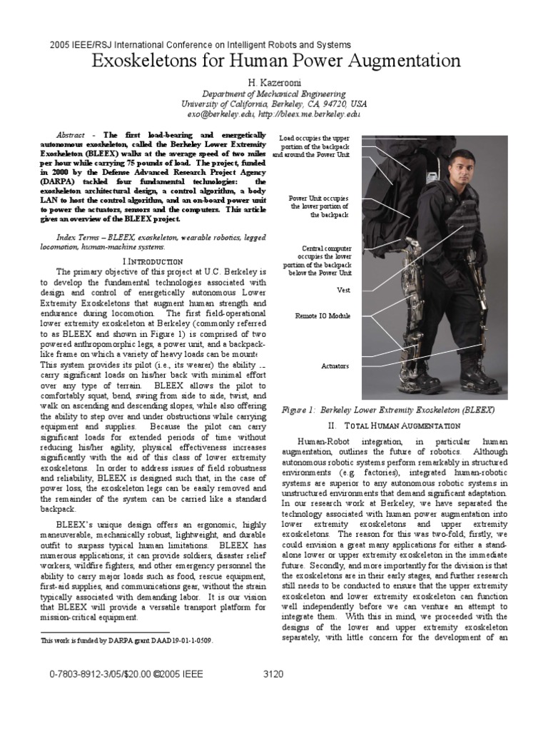 Exoskeletons For Human Power Augmentation - BLEEX | PDF | Control ...