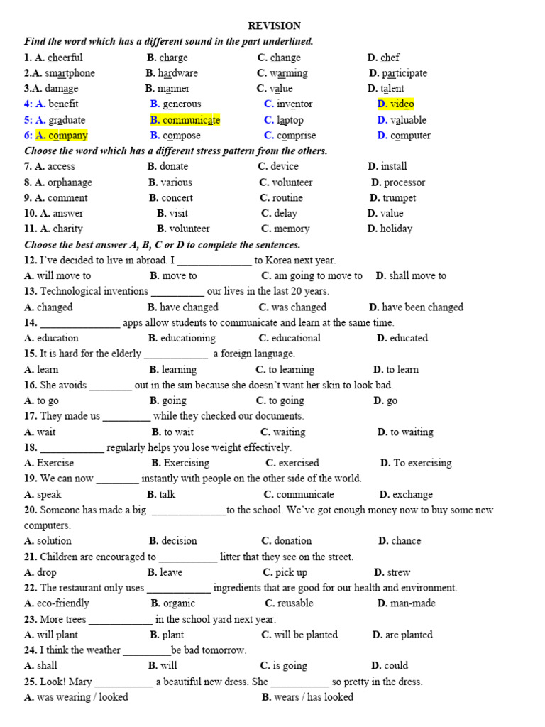 Vocabulary and Grammar Practice Test | PDF | Smartphone | Laptop