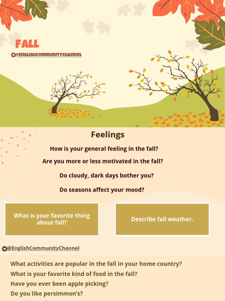 Fall Questions by @EnglishCommunityChannel | PDF | Autumn