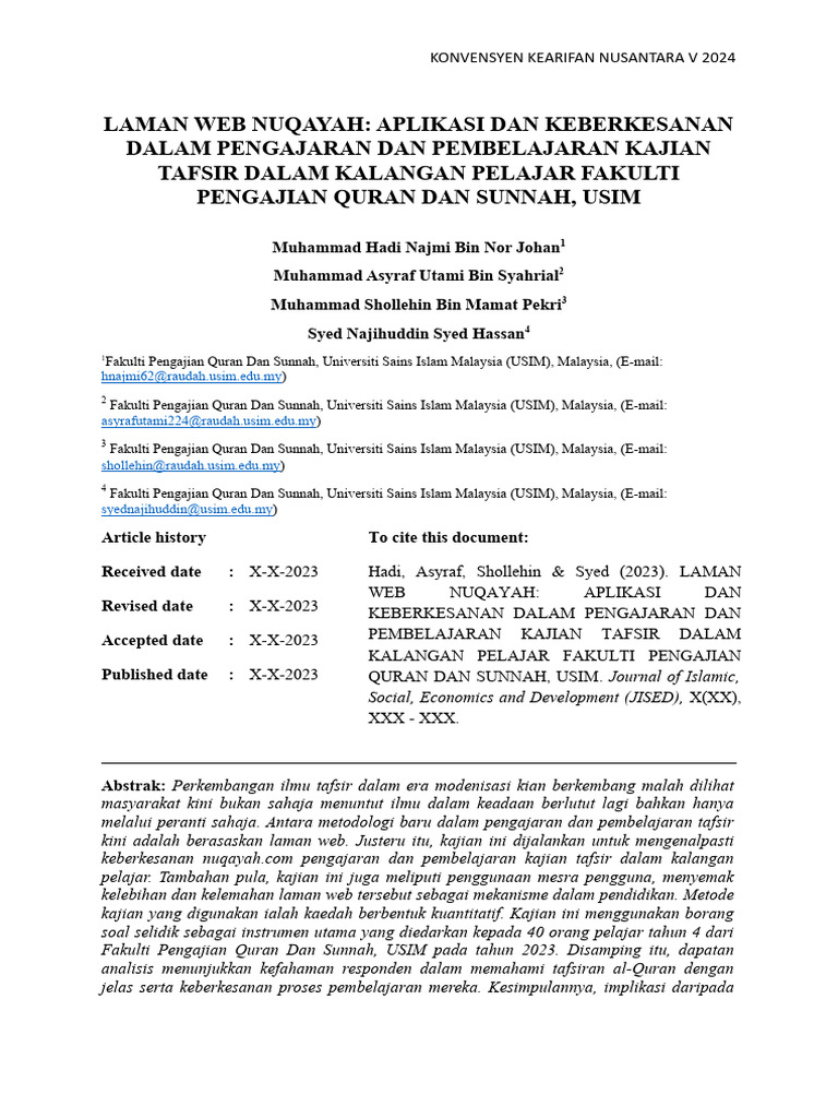 A5bm035 Laman Web Nuqayah Aplikasi Dan Keberkesanan Dalam Pengajaran Dan Pembelajaran Kajian ...