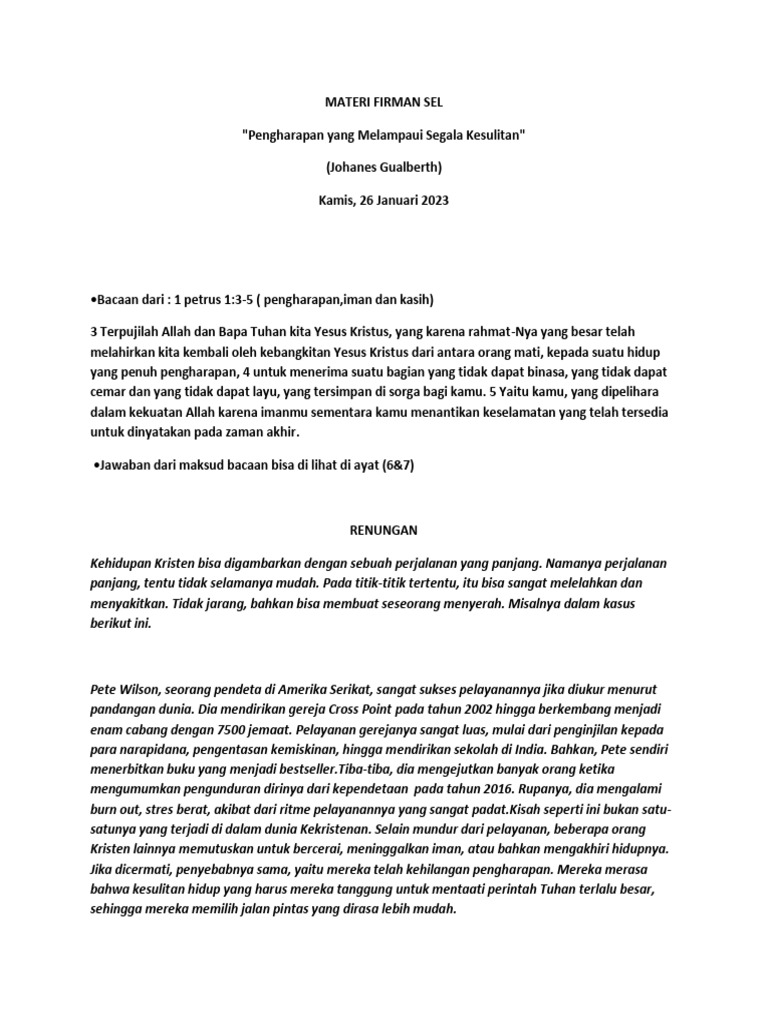MATERI FIRMAN Sel | PDF | Kesehatan Holistik | Agama & Spiritualitas
