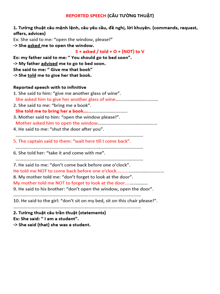 Reported Speech | PDF | Perfect (Grammar) | Semantic Units