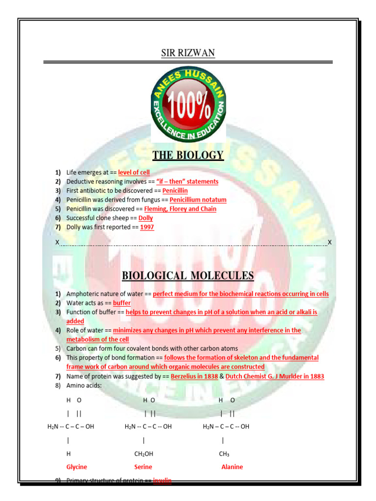 11 Class Bio New Book Important Points by Anees Hussain | PDF | Virus ...