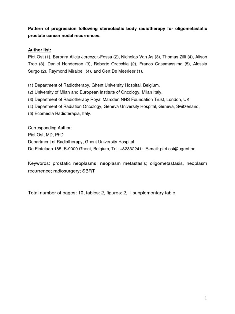 Nodal - Multi-Institut Oligo - Plus CORE | PDF | Radiation Therapy ...