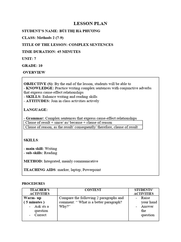 Lesson Plan - Writing | PDF