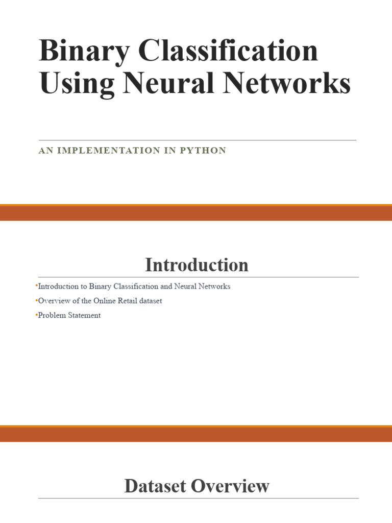 Binary Classification Using Neural Networks Pdf Artificial Neural