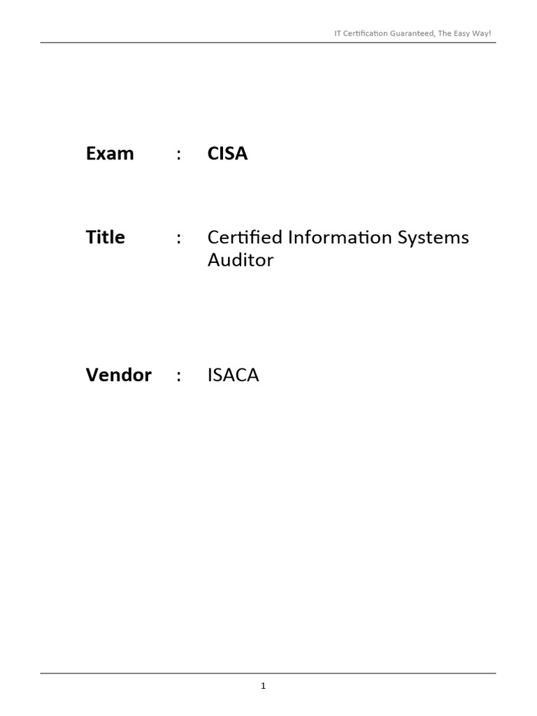 Cisa V26.75 - 1 | PDF | Information Security | Audit