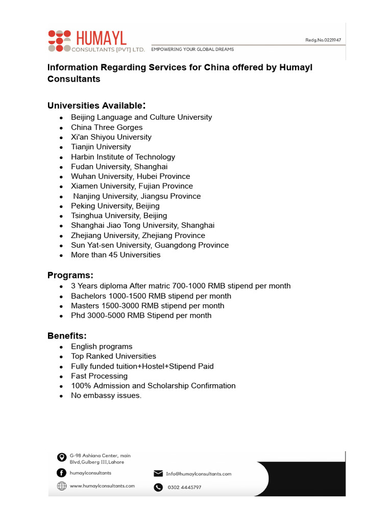 Services For China Humayl Consultants 1 | PDF | Engineering ...