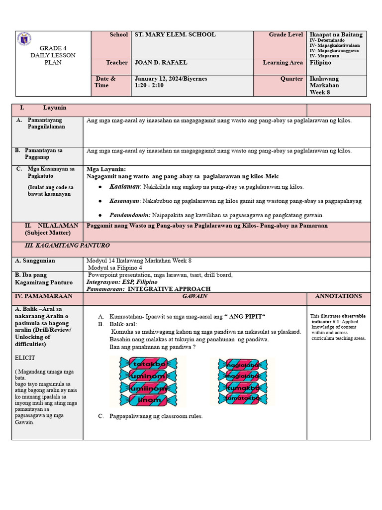 COT-FILIPINO-4-Q2-W8 | PDF