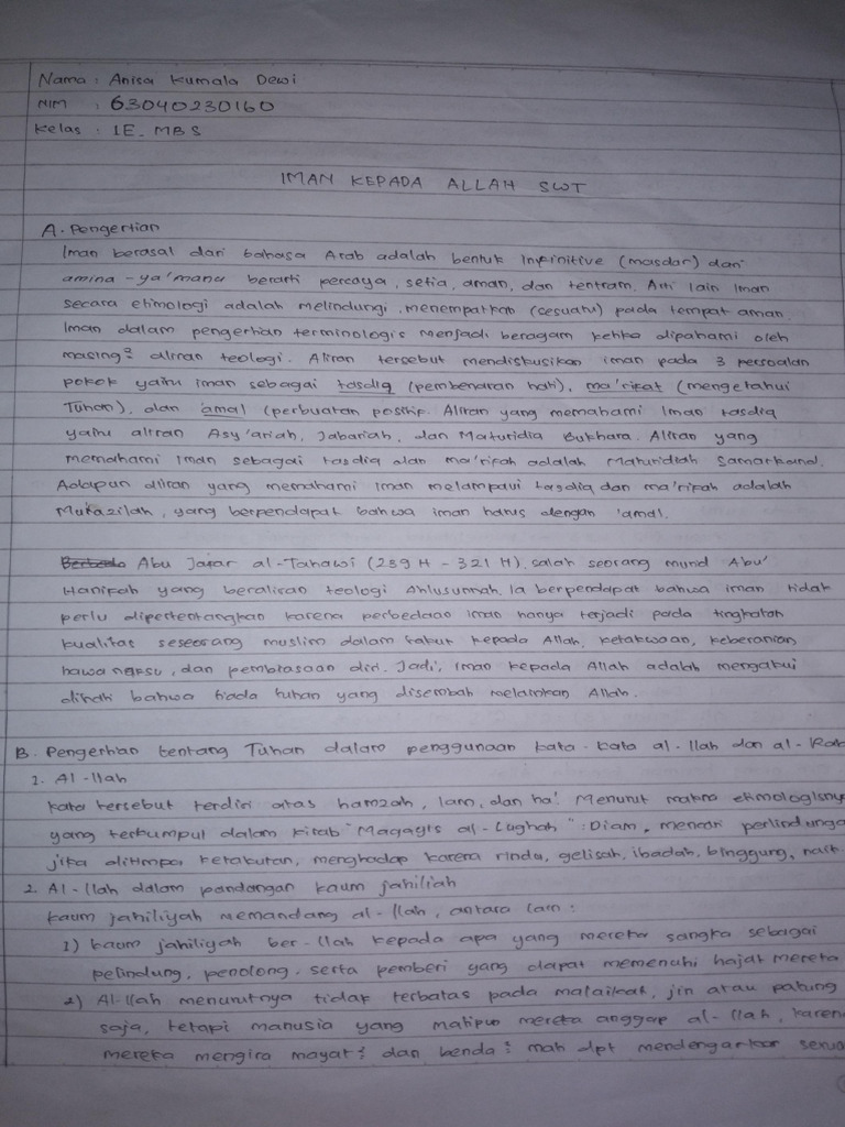 Tugas 1 Ilmu Tauhid | PDF