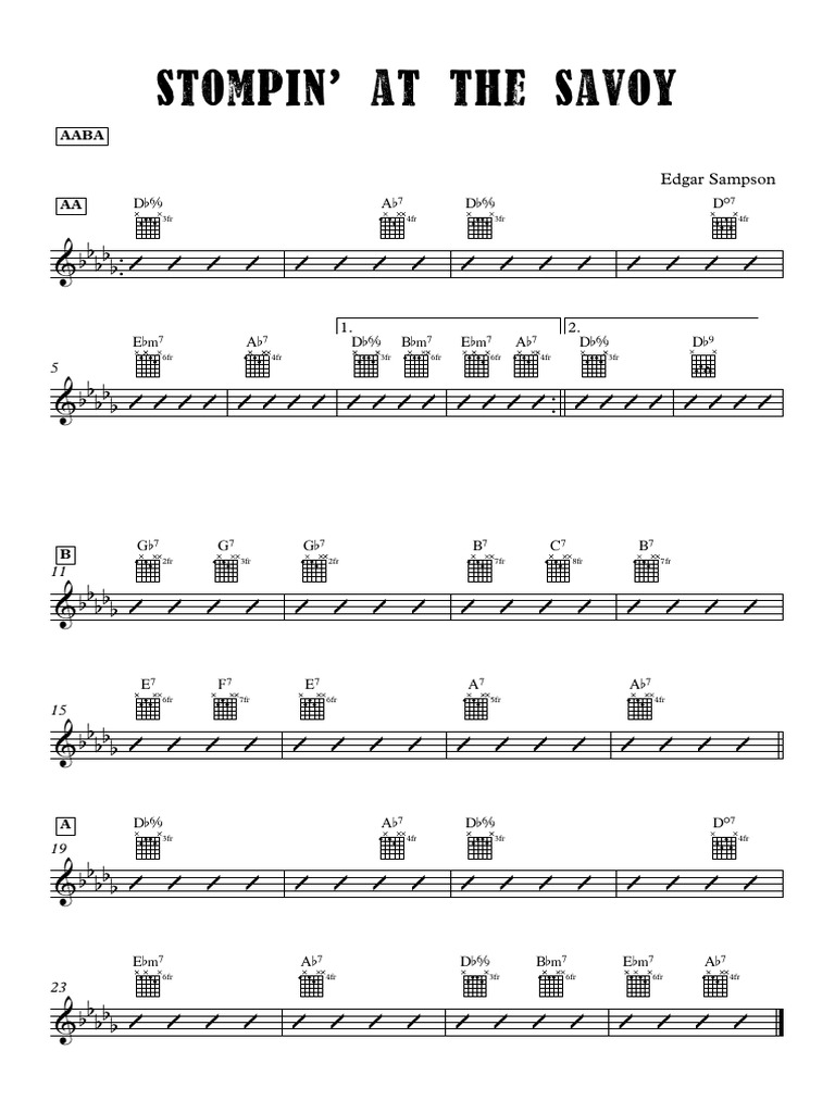 PDF Stompin at The Savoy Chart and Harmonic Analysis | PDF