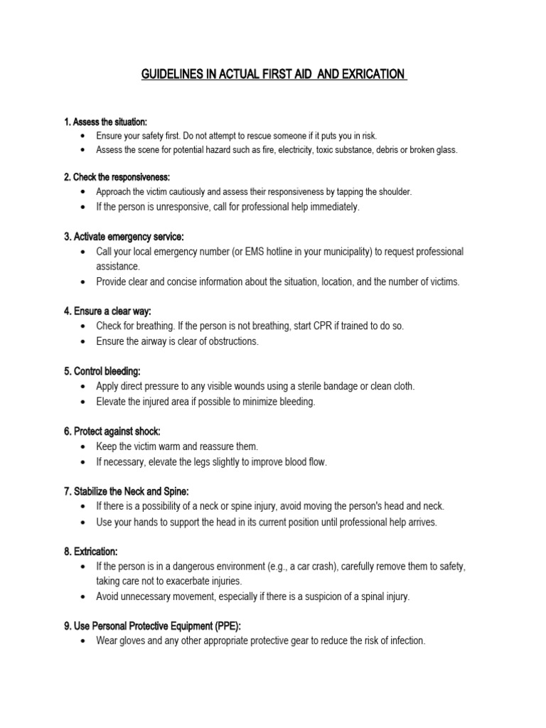 Guidelines in Actual First Aid | PDF | First Aid | Emergency