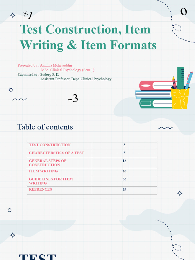 Test Construction | PDF | Validity (Statistics) | Multiple Choice