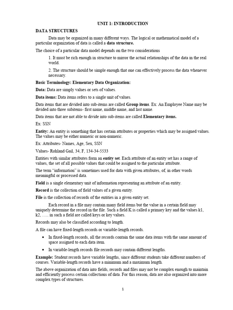 Datastructure Unit 1 Pdf Algorithms Time Complexity 1675