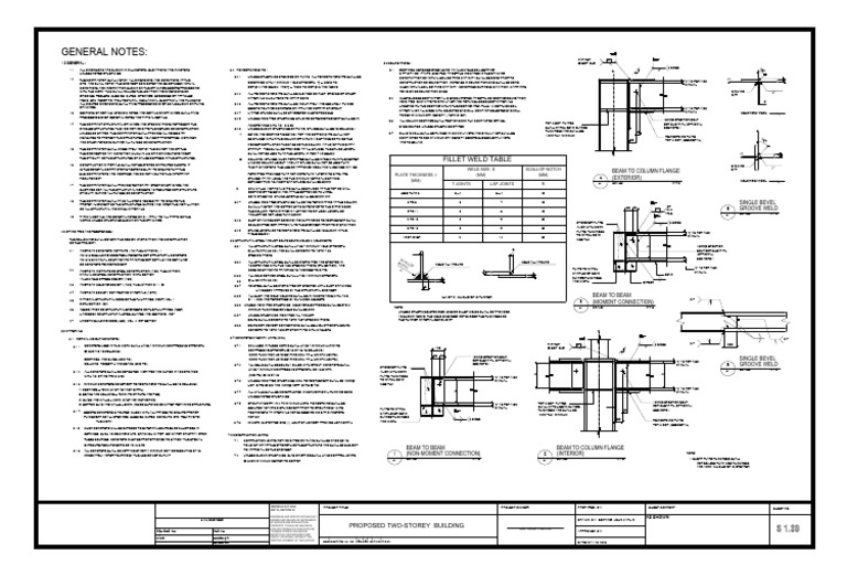 General Notes:: Fillet Weld Table | PDF | Structural Steel | Concrete